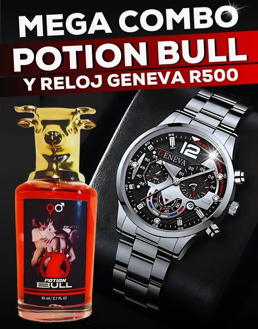 ⭐ FEROMONAS POTION BULL® Y RELOJ GENEVA R500💎🐂 – GOLDEN LUXE 2025